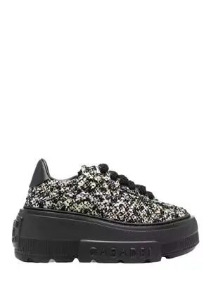 Casadei Bouclé-knit Platform Sneakers - Black