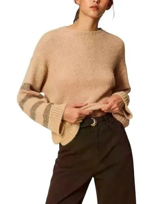 TWINSET TWINSET Sequin-Striped Round-Neck Sweater