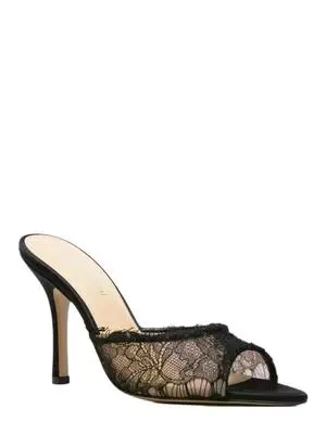Mach & Mach Devon Chantilly Lace Mules - Black