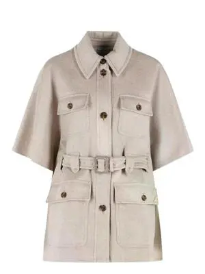 Max Mara Belted Cashmere Cape - Neutrals