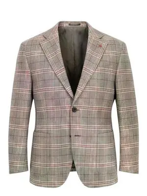 Isaia Check-pattern Notched-lapels Blazer - Brown