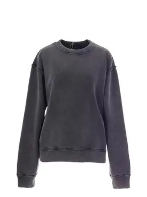 HAIKURE Open-back Raw-edge Sweatshirt - Grey
