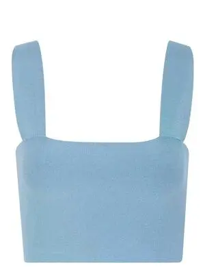 CAYET Gisele Knitted Cropped Top - Blue
