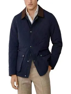 HACKETT LONDON Quilted Corduroy Collar Jacket - Blue