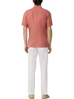 HACKETT LONDON Garment-dyed Linen Shirt - Red