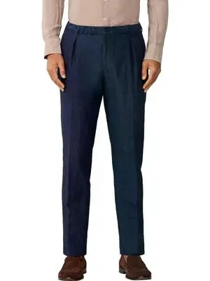 HACKETT LONDON Pleated Melange Trousers - Blue