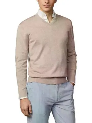 HACKETT LONDON Embroidered V-neck Sweater - Neutrals