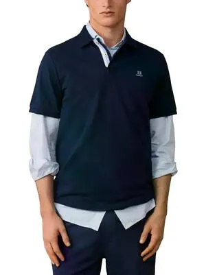 HACKETT LONDON Embroidered-logo Short-sleeve Polo Shirt - Blue