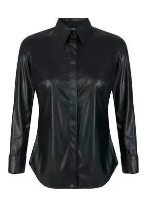 Elisabetta Franchi Logo Plaque Leather-effect Shirt - Black