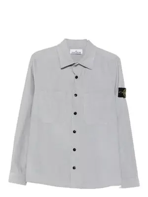 Stone Island Logo-patch Chest-pocket Shirt - Grey