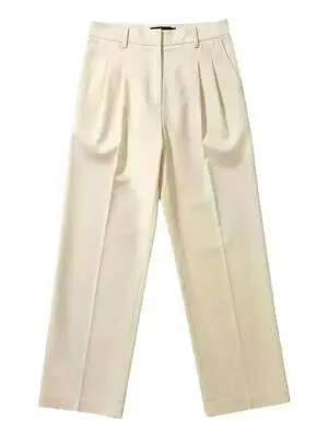 CELLAR DOOR Cream Pleated Detail Straight-leg Trousers - Neutrals