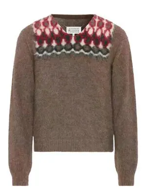 MAISON MARGIELA Brushed Alpaca Wool Blend V-neck Pullover - Brown