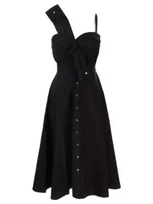 Viktor & Rolf Asymmetrical Neckline Sleeveless Midi Dress - Black