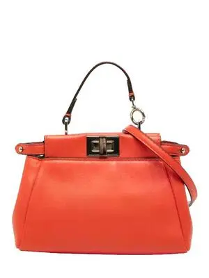 Fendi Fendi Micro Leather Peekaboo Satchel Orange