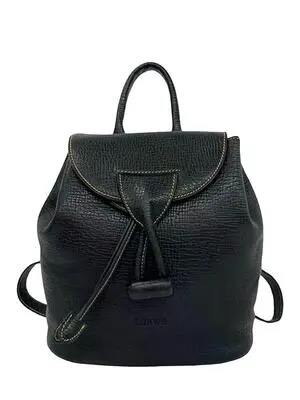 Loewe Textured Leather Toggle Flap Backpack - Black