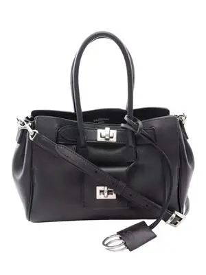 Balenciaga Mini Calfskin Bel Air Carry All Tote Satchel - Black