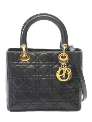Dior Medium Lambskin Cannage Lady Satchel - Black