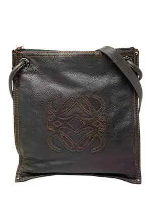 Loewe Leather Anagram Crossbody Bag - Grey