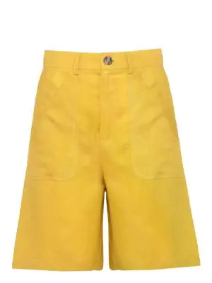 EMME Emma Dorni High-waisted Bermuda Linen Shorts - Yellow