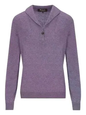 Loro Piana Cashmere Shawl Collar Sweater - Purple