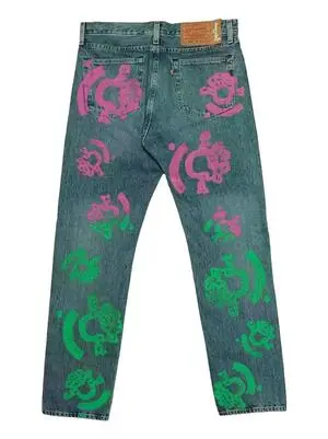 DENIM TEARS X Bstroy Graphic Print Jeans - Blue