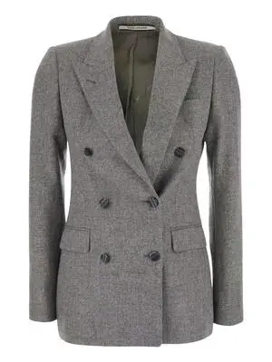 Tagliatore Double-breasted Peak Lapel Herringbone Blazer - Neutrals