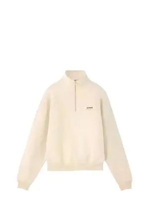 Jacquemus Logo-patch Quarter-zip Sweater - Neutrals