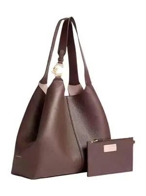 COCCINELLE C-easy Grained Leather Shoulder Bag - Brown