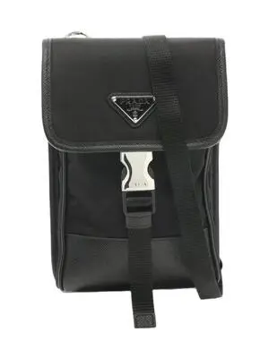 Prada Tessuto Saffiano Mini Shoulder Bag - Black