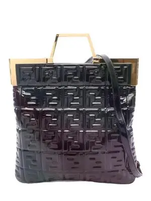 FENDI Fendi 2010s FF Embossed Patent Leather Tote Bag