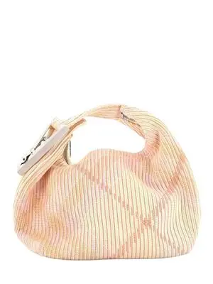 Burberry Burberry Knit Check Fabric Mini Satchel With Peg Handle Pink