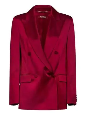Max Mara Double-breasted Satin Blazer - Red