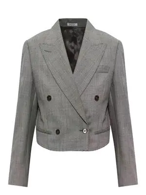Alexander McQueen Double-breasted Cropped Blazer - Grey