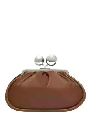 Max Mara Medium Pasticcino Sphere-clasp Leather Clutch Bag - Brown