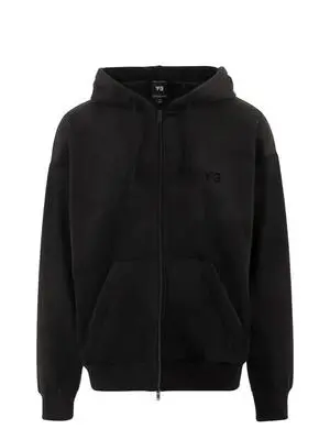 Y3 Logo-print Zip-up Hoodie - Black