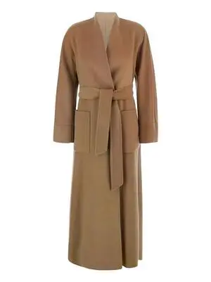 Max Mara Belted Patch-pocket Coat - Brown