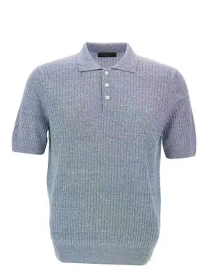 GRAN SASSO Ribbed-knit Polo Shirt - Blue