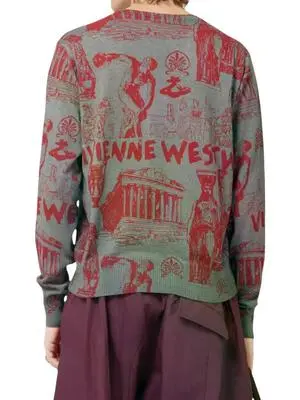 VIVIENNE WESTWOOD Orb-embroidered V-neck Sweater - Grey