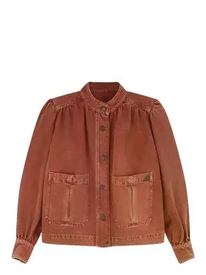 Chloé Gathered-detail Denim Jacket - Brown
