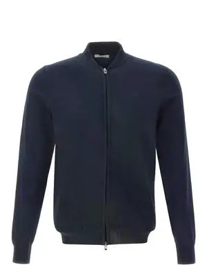 DIKTAT Zip-up Ribbed Trim Sweater - Blue
