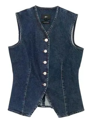 7 For All Mankind Button-up Denim Waistcoat - Blue