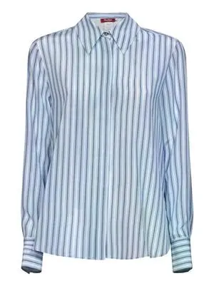 Max Mara Striped Silk Shirt - Blue