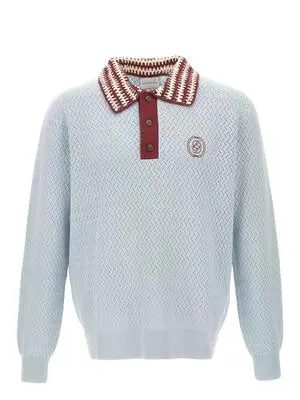 Drole De Monsieur Openwork-knit Crochet-collar Polo Shirt - Blue