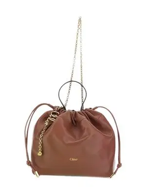 Chloé Small Drawstring Leather Shoulder Bag - Brown