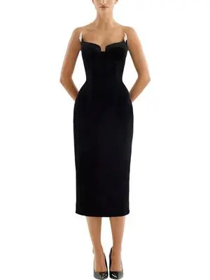 ADAMARIS Crystal-embellished Strapless Midi Dress - Black