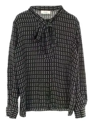 Celine Logo-print Silk Shirt - Black