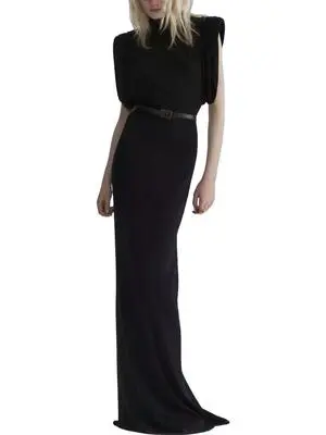 MUGLER Draped Sleeveless Gown - Black
