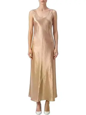 Max Mara Satin Finish Sleeveless Midi Dress - Neutrals
