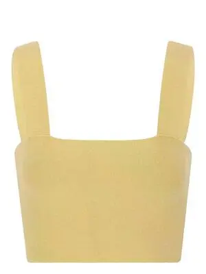 CAYET Gisele Knitted Cropped Top - Yellow