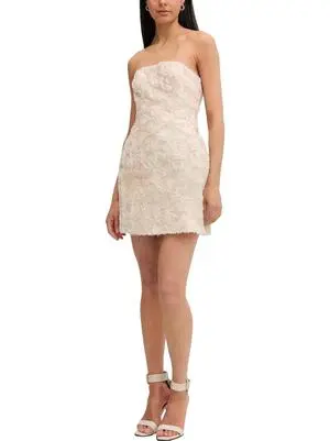 Bardot Karoline Strapless 3d-floral Mini Dress - Neutrals